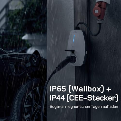 dé Mobile Wallbox 11kW AC Ladegerät 16A mit CEE Stecker und Typ 2 Steckdose, 11kW Ladestation ...