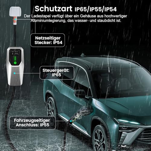 AWESAFE Typ 2 EV-Ladestation mit CEE-Stecker, 5M Ladekabel, 16A, 11KW 3 Phase EU Standard - typ2 ...