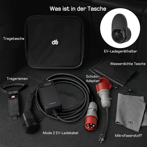 dé Mobile Wallbox 11kW |3-phasig|7m|6-16A |Einstellbare Ladeleistung|, Ladekabel CEE 16a auf Typ ...