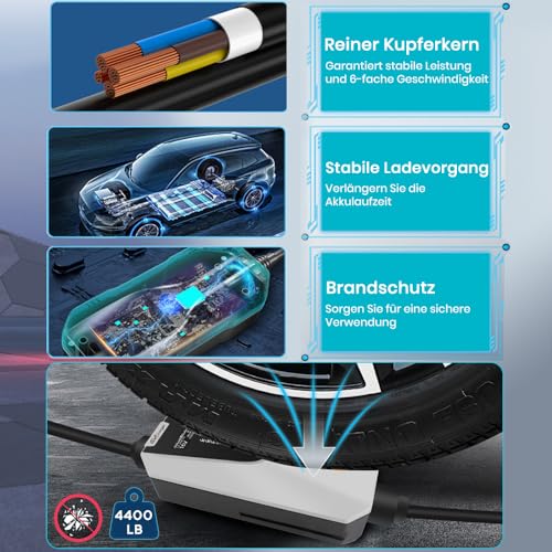 AWESAFE Typ 2 EV Ladestation 6-16A 11KW 3 Phase mit CEE Stecker 6M Ladekabel Einstellbarer ...